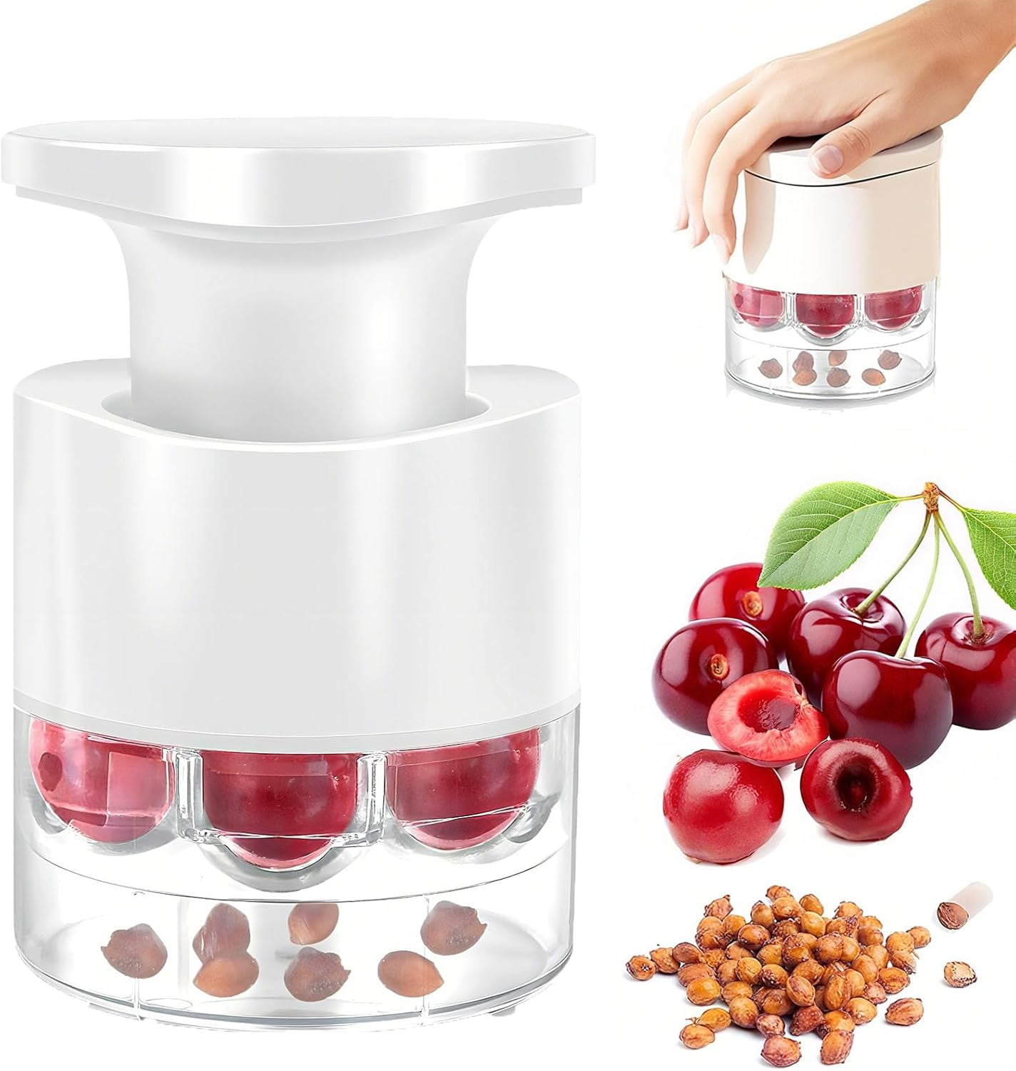 7-Hole Cherry Pitter,Portable Cherry Pitter,Quick Release Push Pit ...