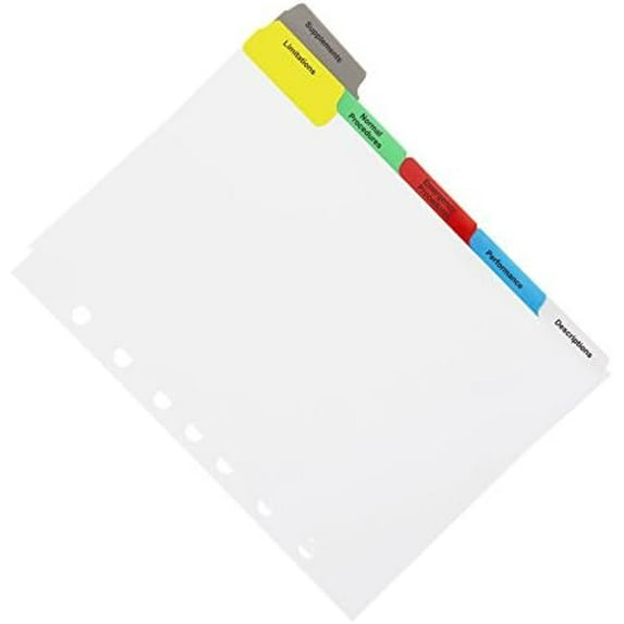 7 Hole General Use QRH Divider Tabs - 6 Mylar Coated Aircraft Checklist ...
