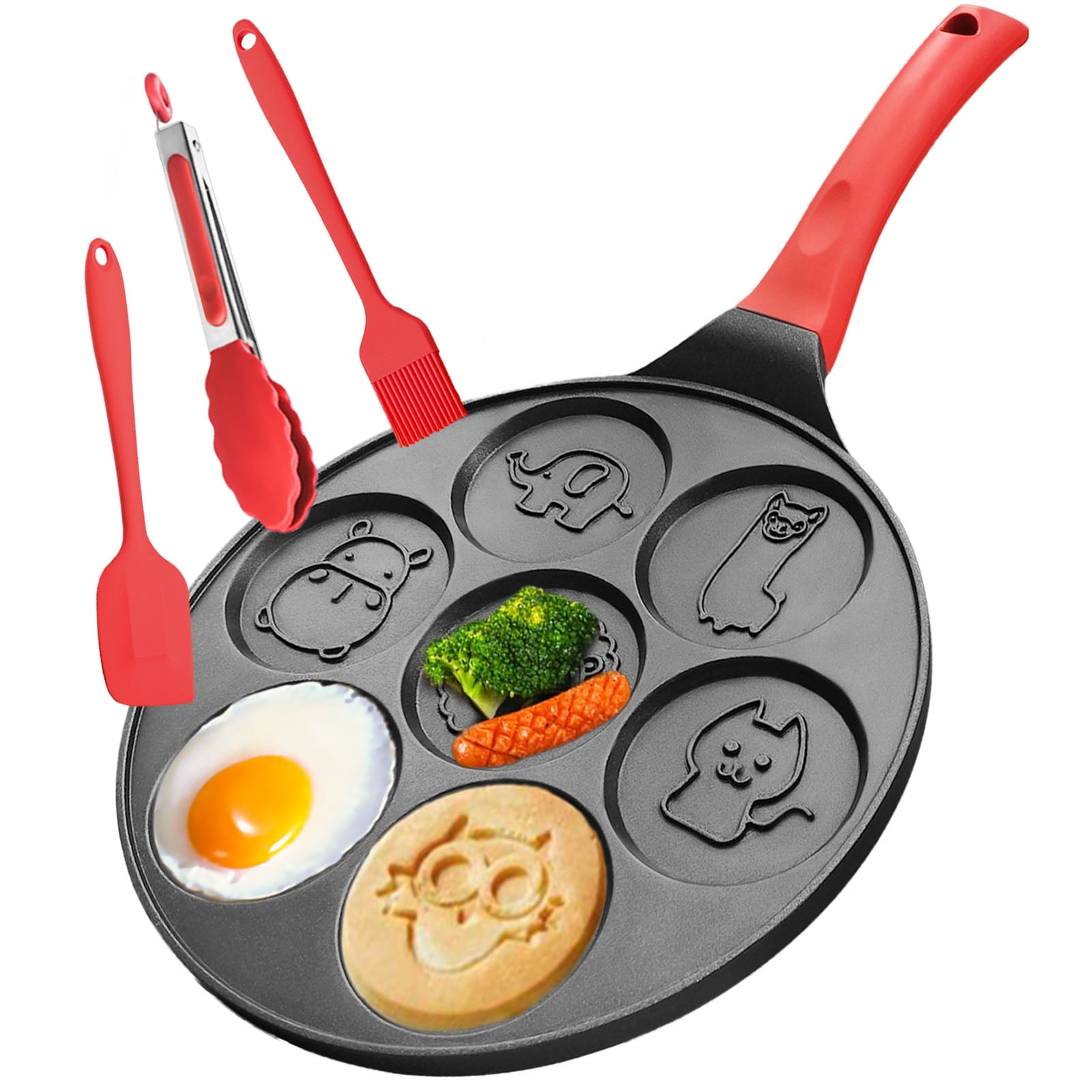 7-Hole Pot Bottom Diameter Cute Animal Non Stick Waffle Frying Pan Mini ...