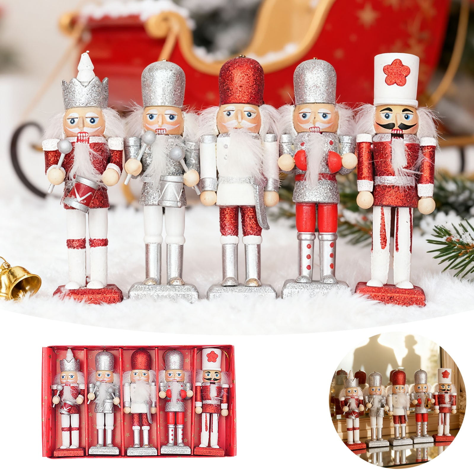 7 INCH Christmas Nutcracker Ornaments Wood Hanging Nutcrackers Small ...