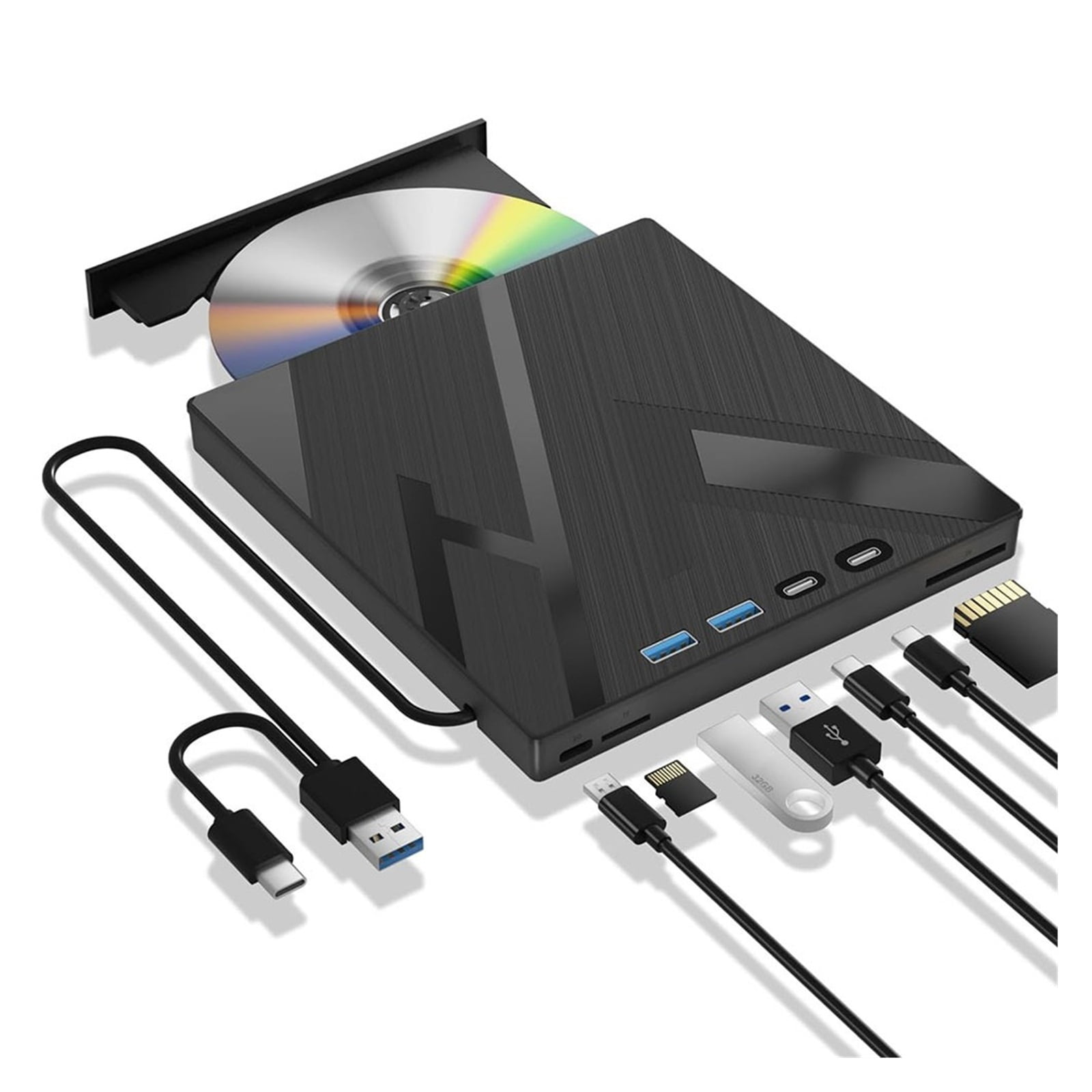7 In 1 External Bluray Optical Drive for Laptop PC USB 3.0 Type-C DVD ...