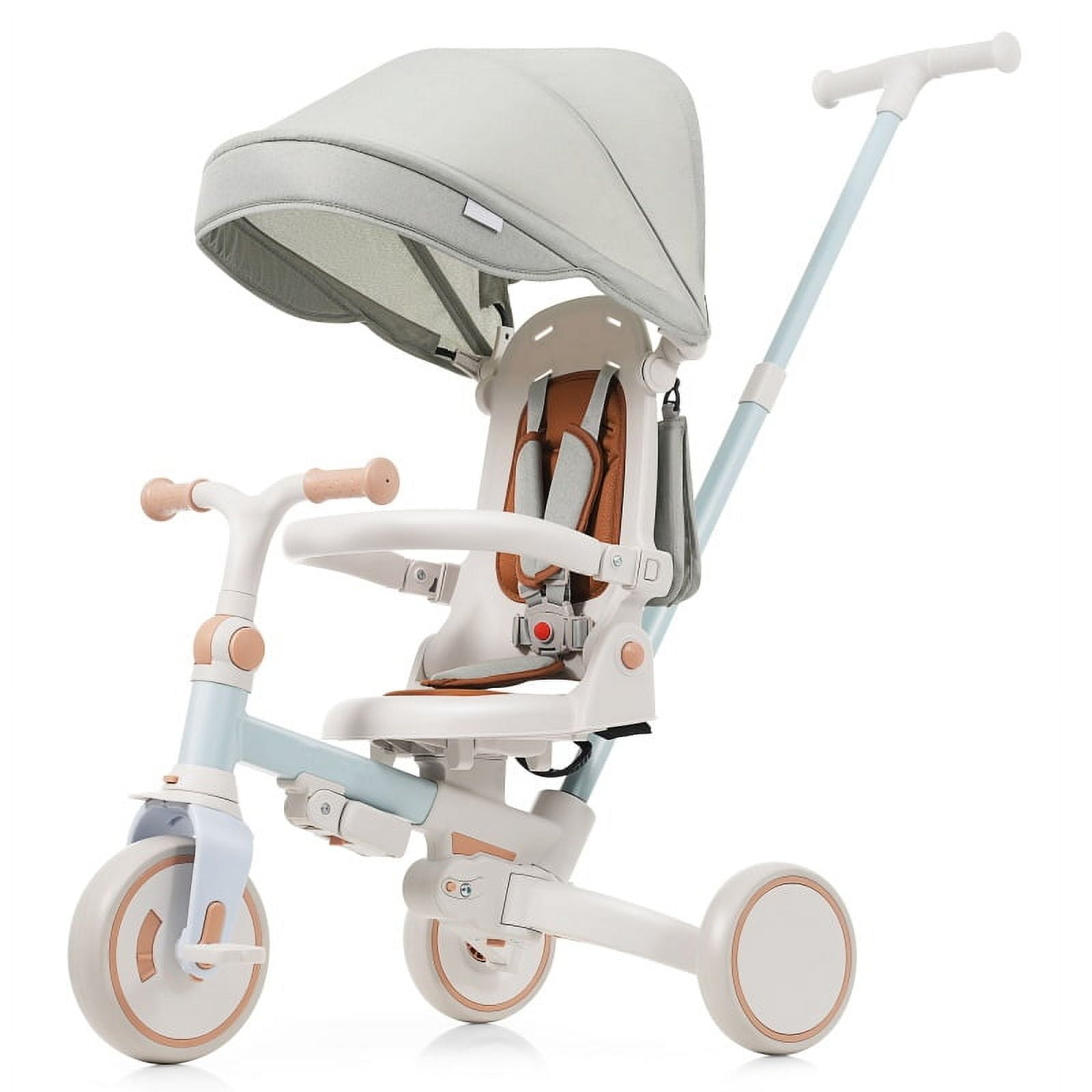 7-In-1 Folding Tricycle With Detachable And Adjustable Parental Handle ...