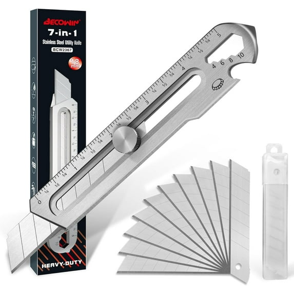 Kata 7-in-1 Multipurpose Utility Knife, Stainless Steel Box Cutter ...