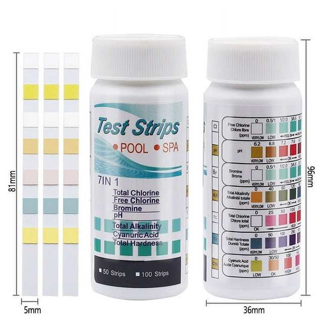 7 In 1 Pool Test Strips, Two Boxes of 100 pieces Chlorine Dip Test ...