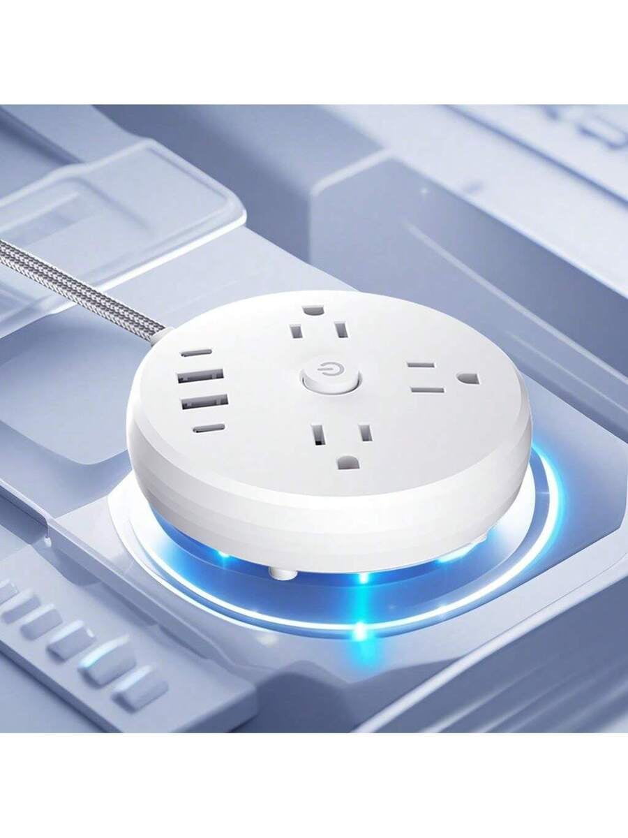 7-In-1 Power Socket with Surge Protection & Power - 3 AC Outlets, 2 USB ...