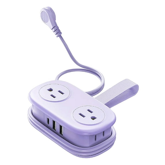 7 In 1 Power Strip Travel With 4 Purple Extension Cord For Home College ...