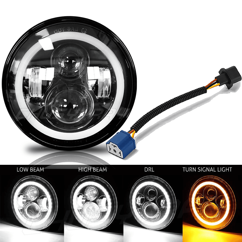 7 Inch 105W Motorcycle Headlamp with DRL Turn Signal Lights LED Headlight Walmart