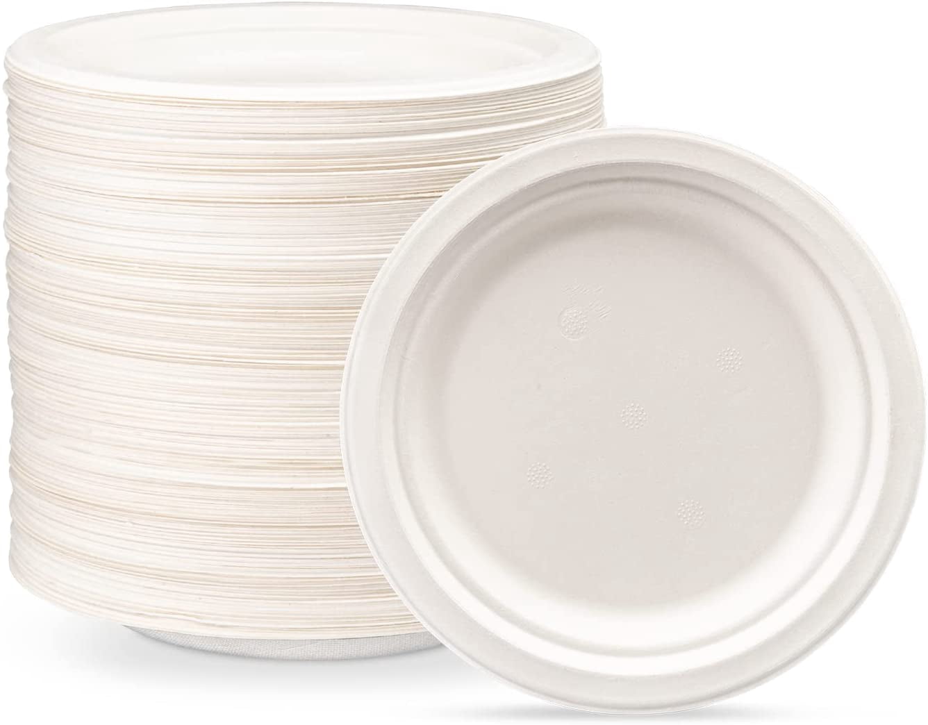 [7 Inch - 125 Count Heavy-Duty White and Sugarcane Paper Plates, 100% ...