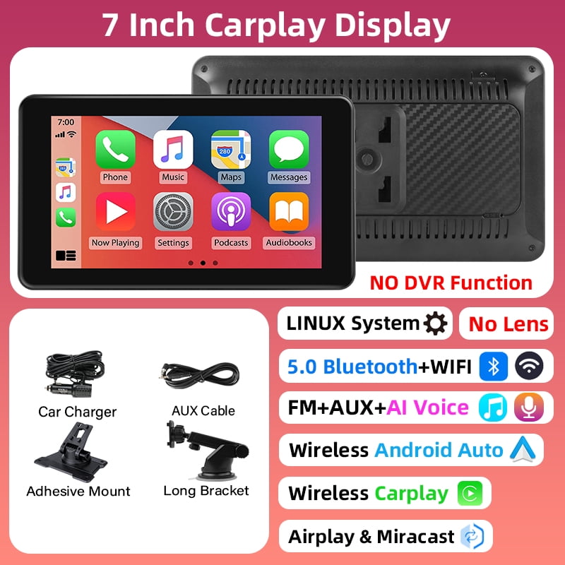 7 Inch 2.5K Dash Cam Carplay Android Auto GPS 5G WIFI FM BT Car Dvr 180 ° Rotation Dual Lens ...