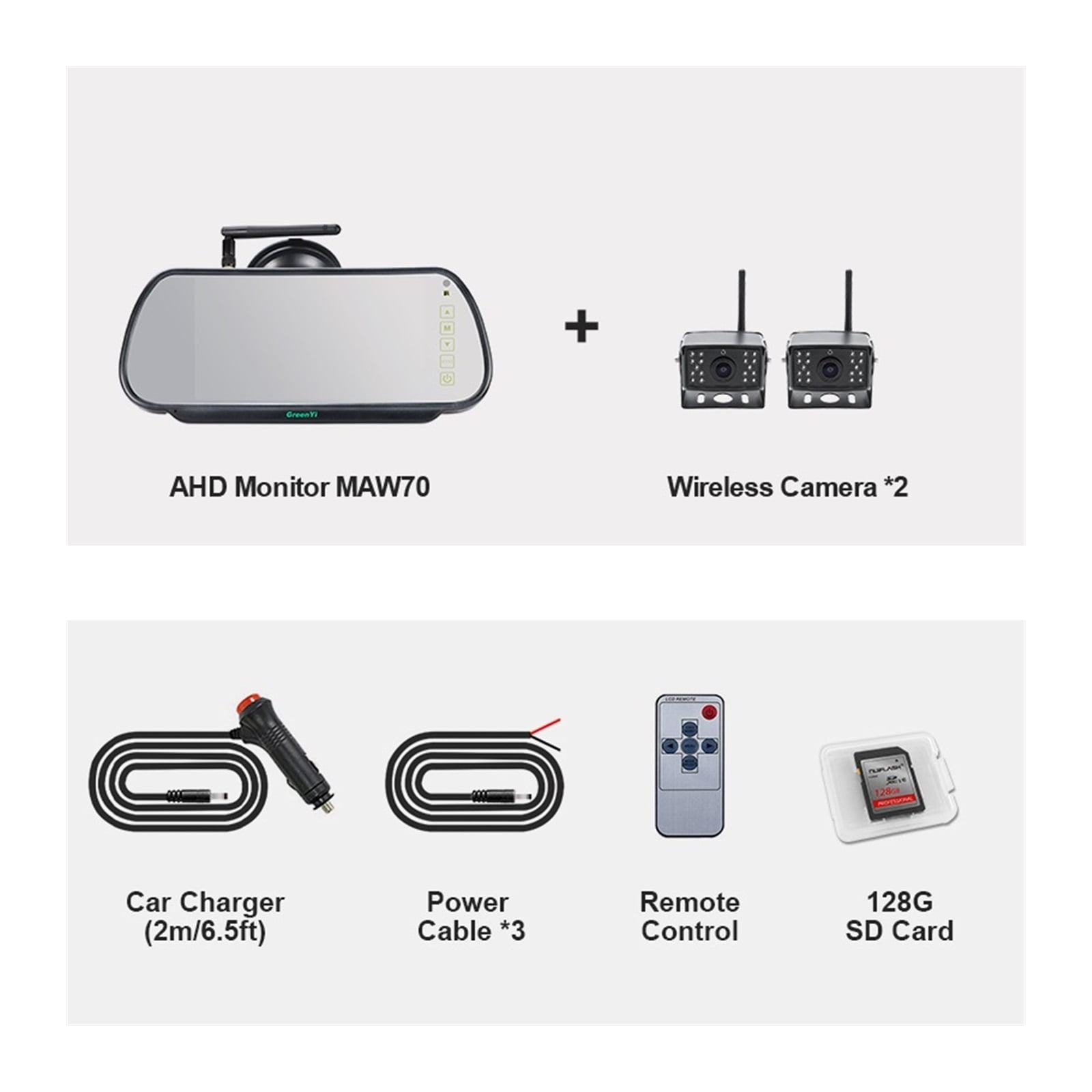 7 Inch 200M Wireless 4CH DVR Recorder Mirror Monitor With AHD Reverse ...