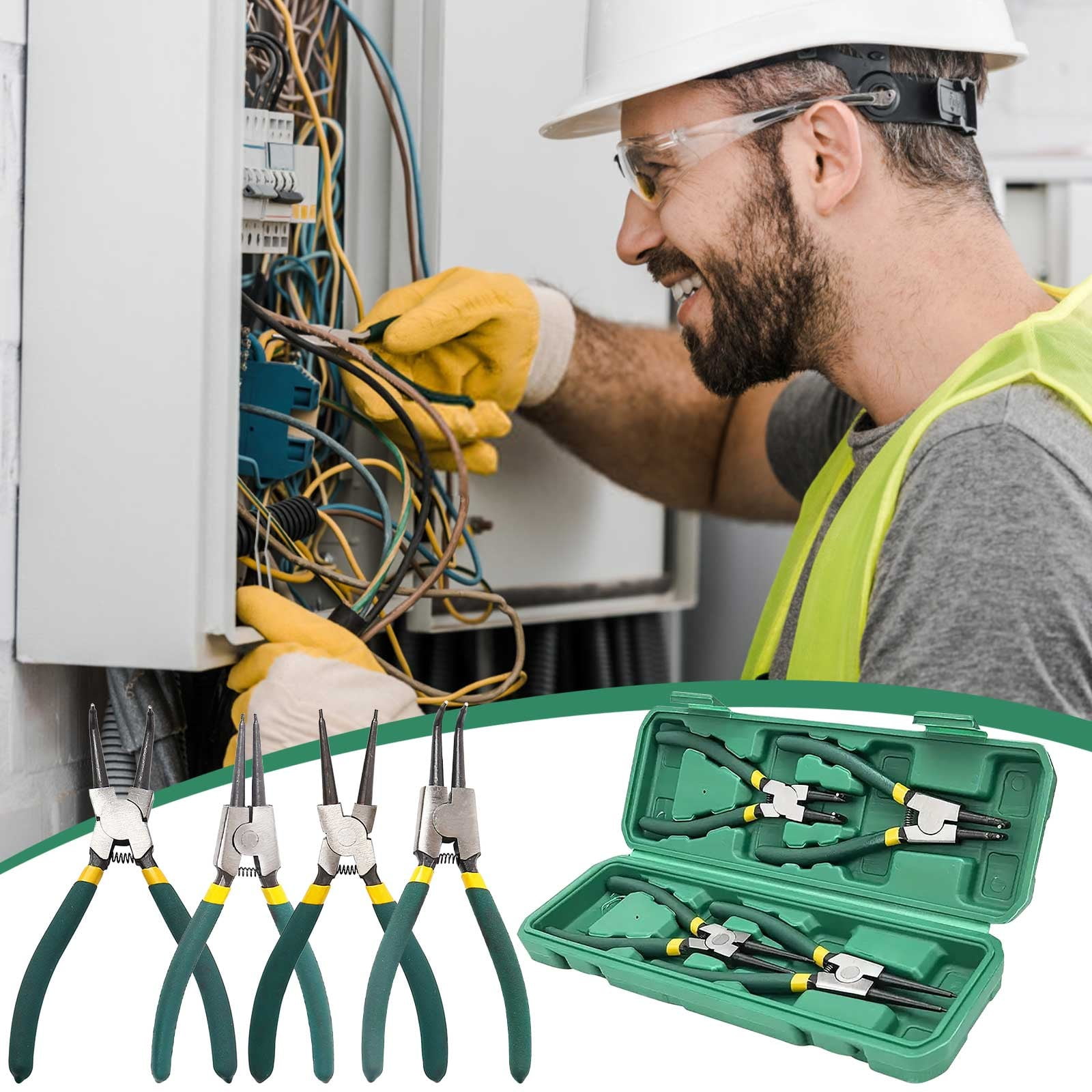 7-Inch 4-Piece Circlip Pliers Set-Purpose Inner & Outer Retaining Ring ...