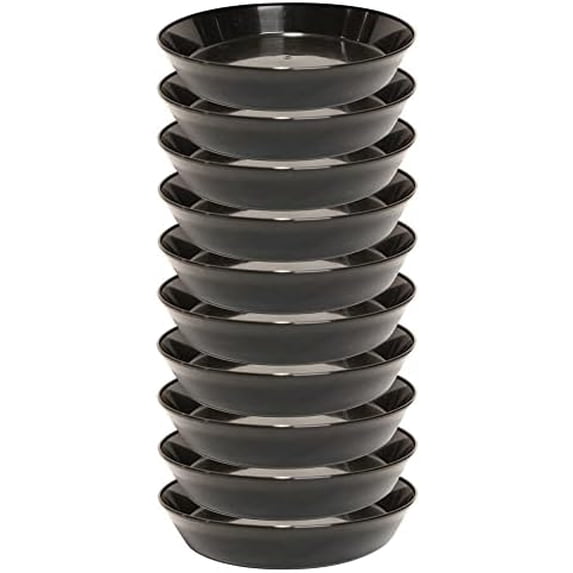 7 Inch (5.5 Inch Base) Case of 10 Plant Saucer - Black Polypropylene ...