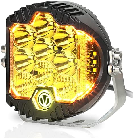 7 Inch 90W Amber Yellow LED Offroad Light with DRL, 8000LM Waterproof ...