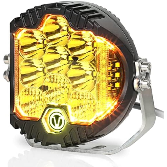 7 Inch 90W Amber Yellow LED Offroad Light with DRL, 8000LM Waterproof ...