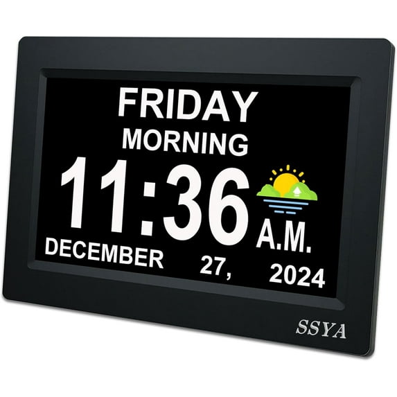 7 Inch Calendar Clock - 12 Alarm Options, Level 5 Auto Dimmable Display ...