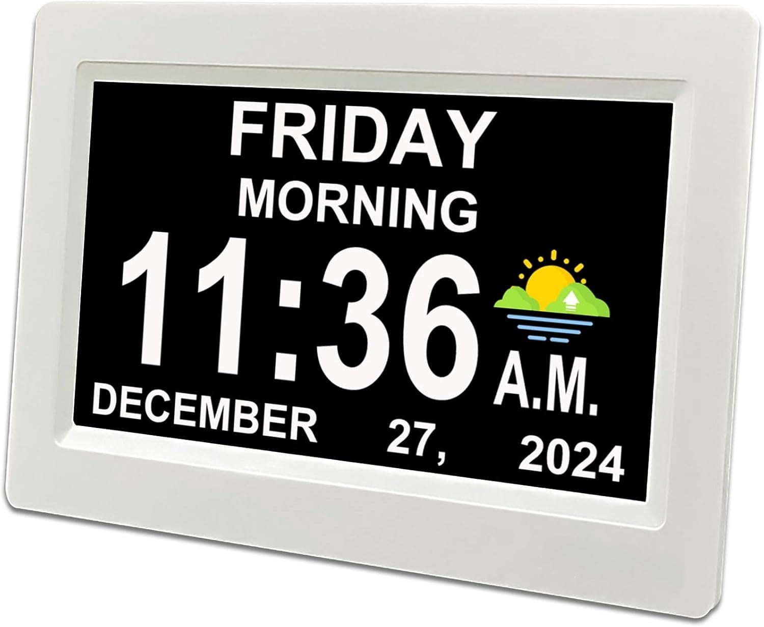 7 Inch Calendar Clock - 12 Alarm Options, Level 5 Auto Dimmable Display ...