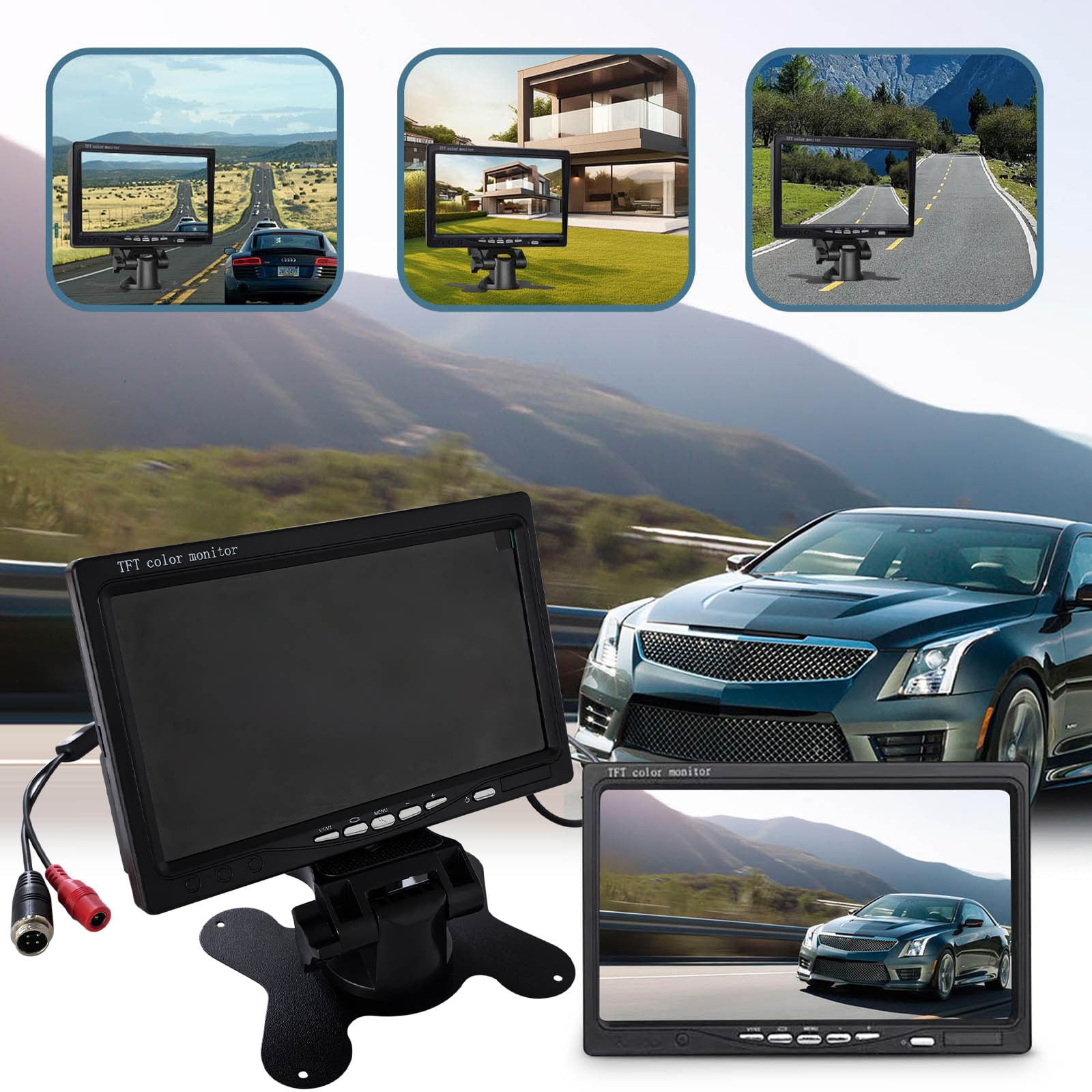 7 Inch Car LCD Monitor | HD Rear View Screen | 800x480/1024x600 ...