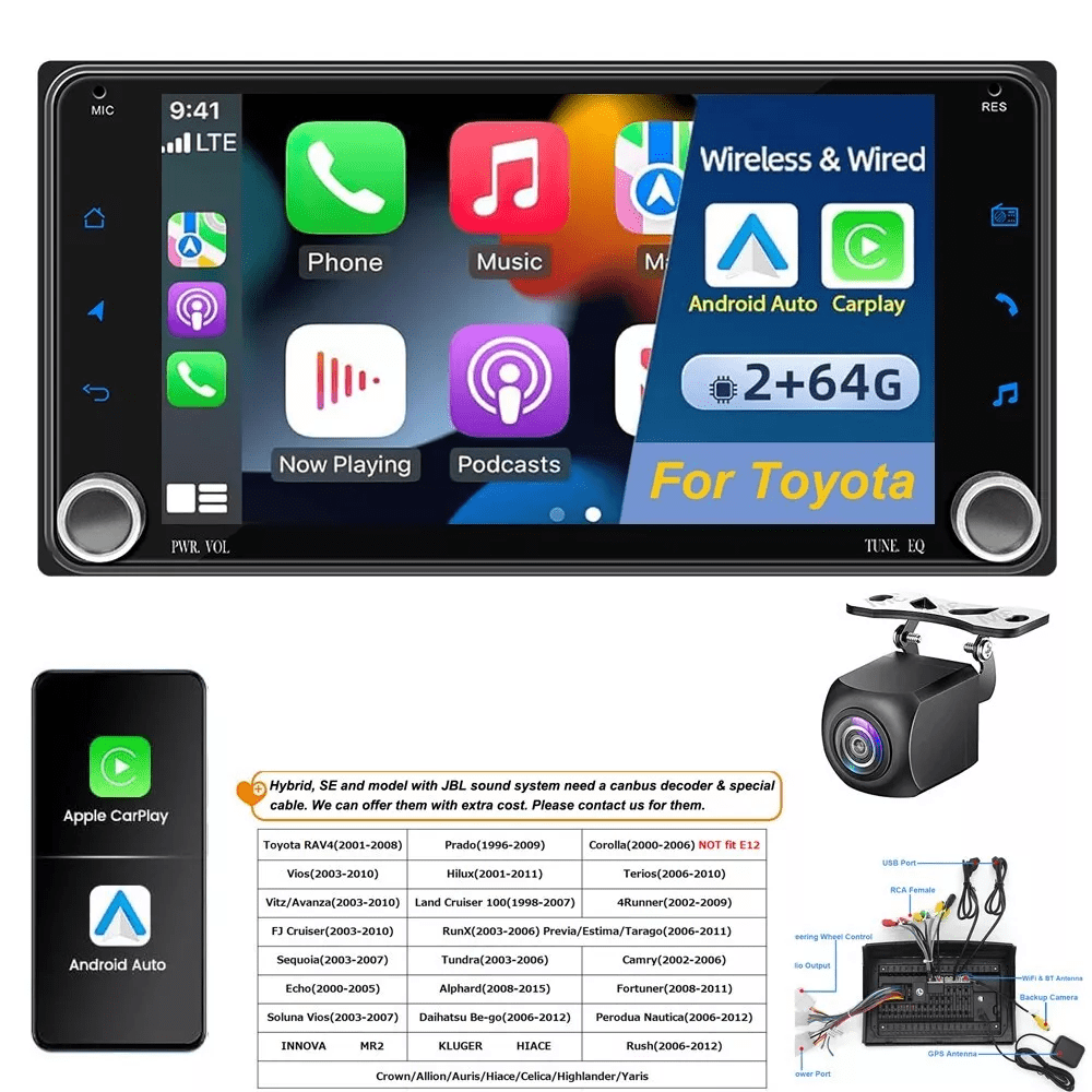7 Inch Car Radio for Toyota 4Runner 2003-2009, Car Stereo with CarPlay ...