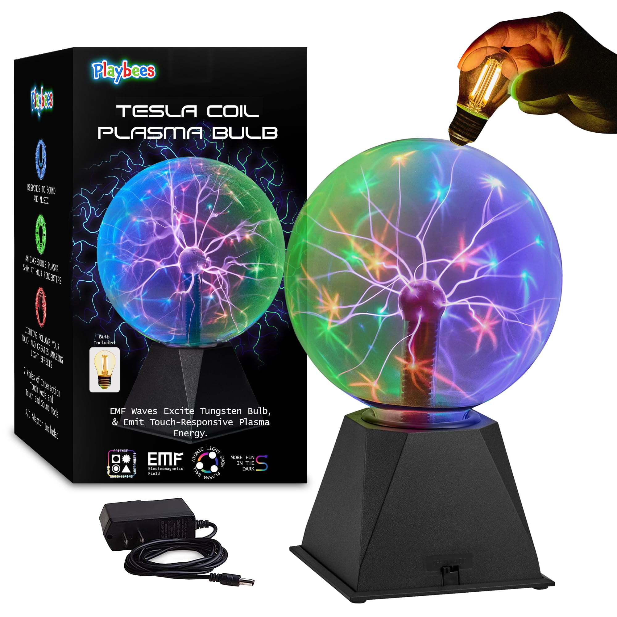7-Inch Colorful Plasma Ball - Tesla Coil Globe with Multicolor ...