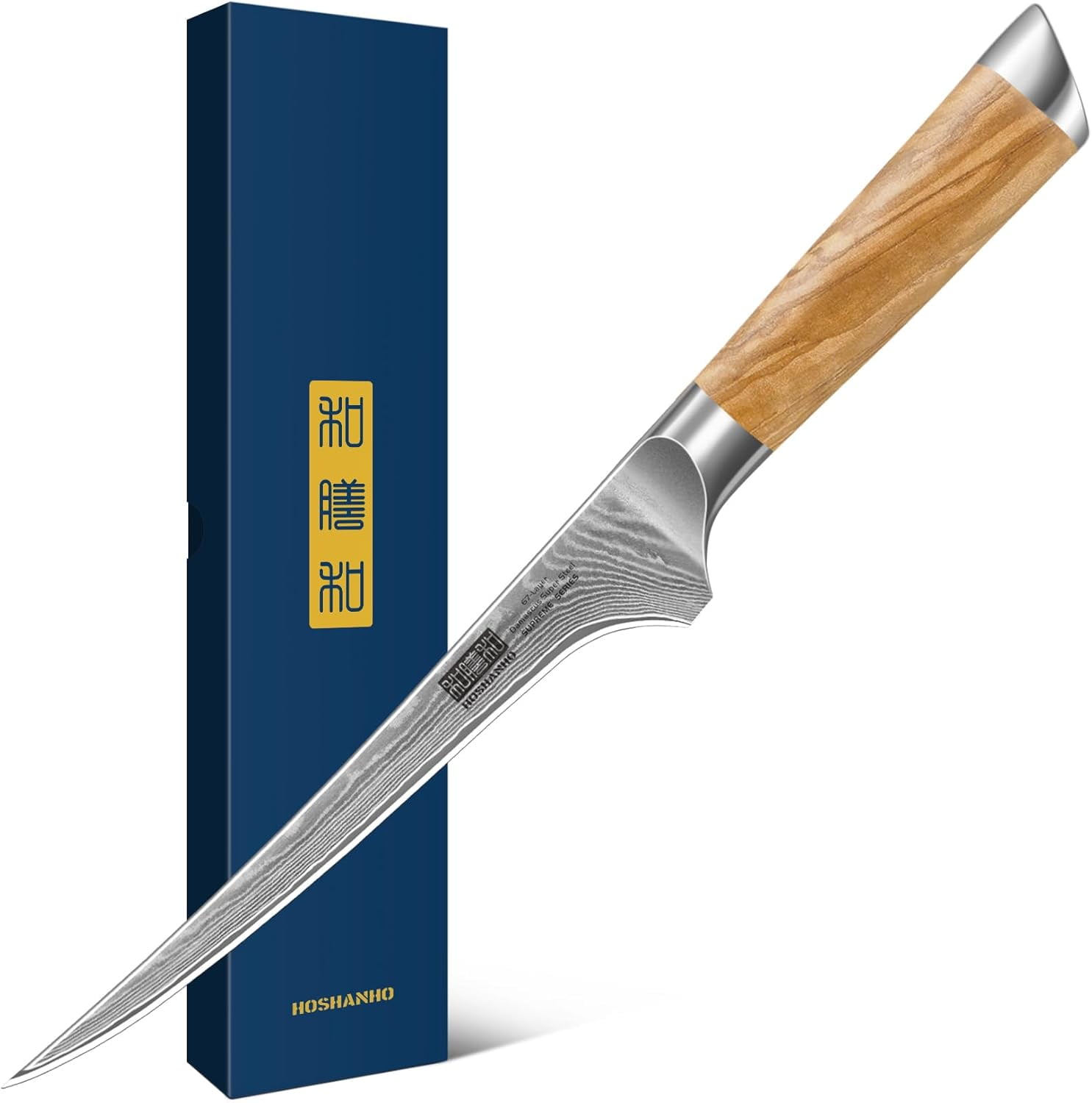 7 Inch Damascus Fillet Knife, Professional 10Cr15CoMoV Super Steel ...