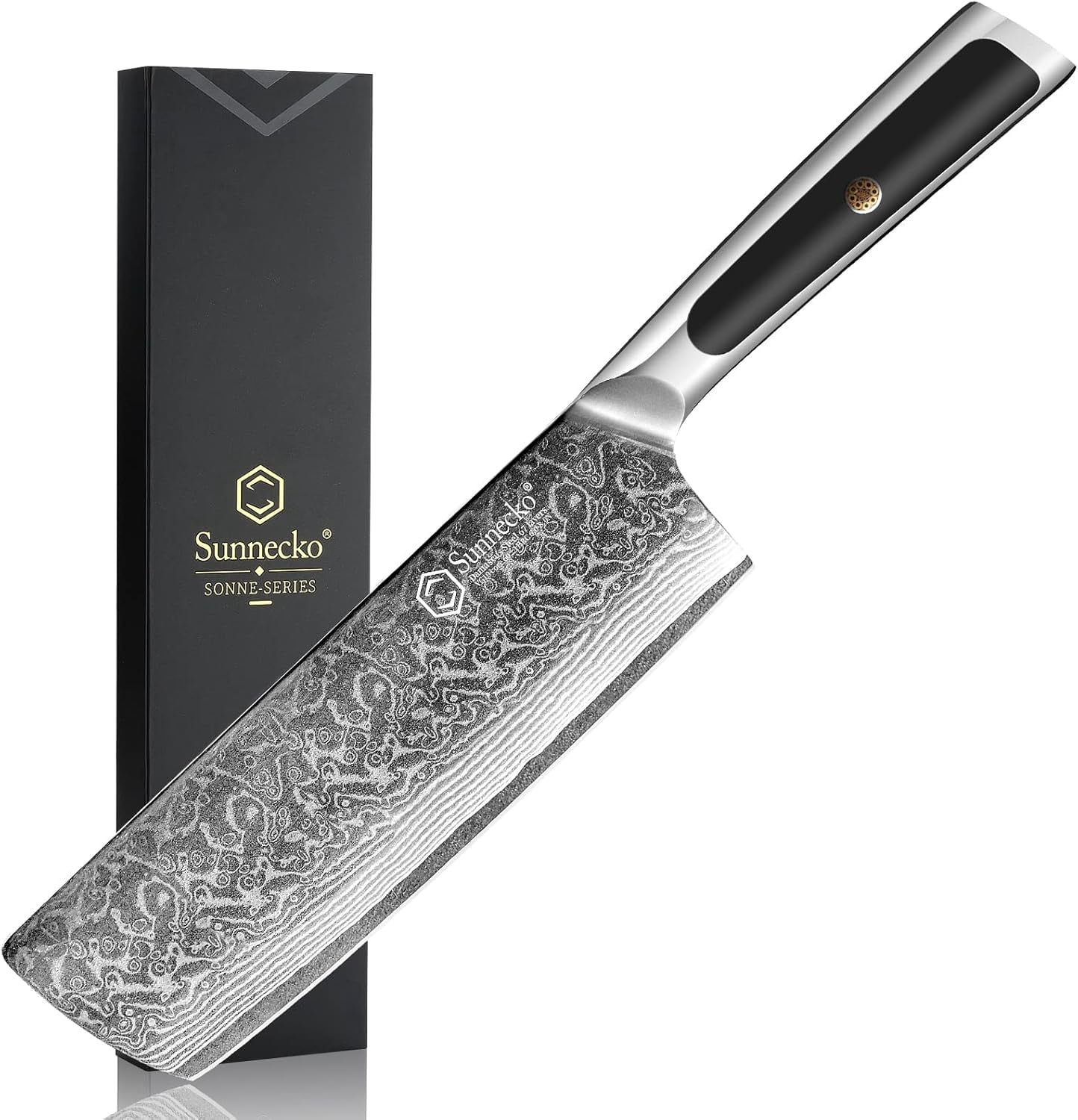 7 Inch Damascus Kitchen Cleaver Knife VG-10 Stainless Steel Chopping ...