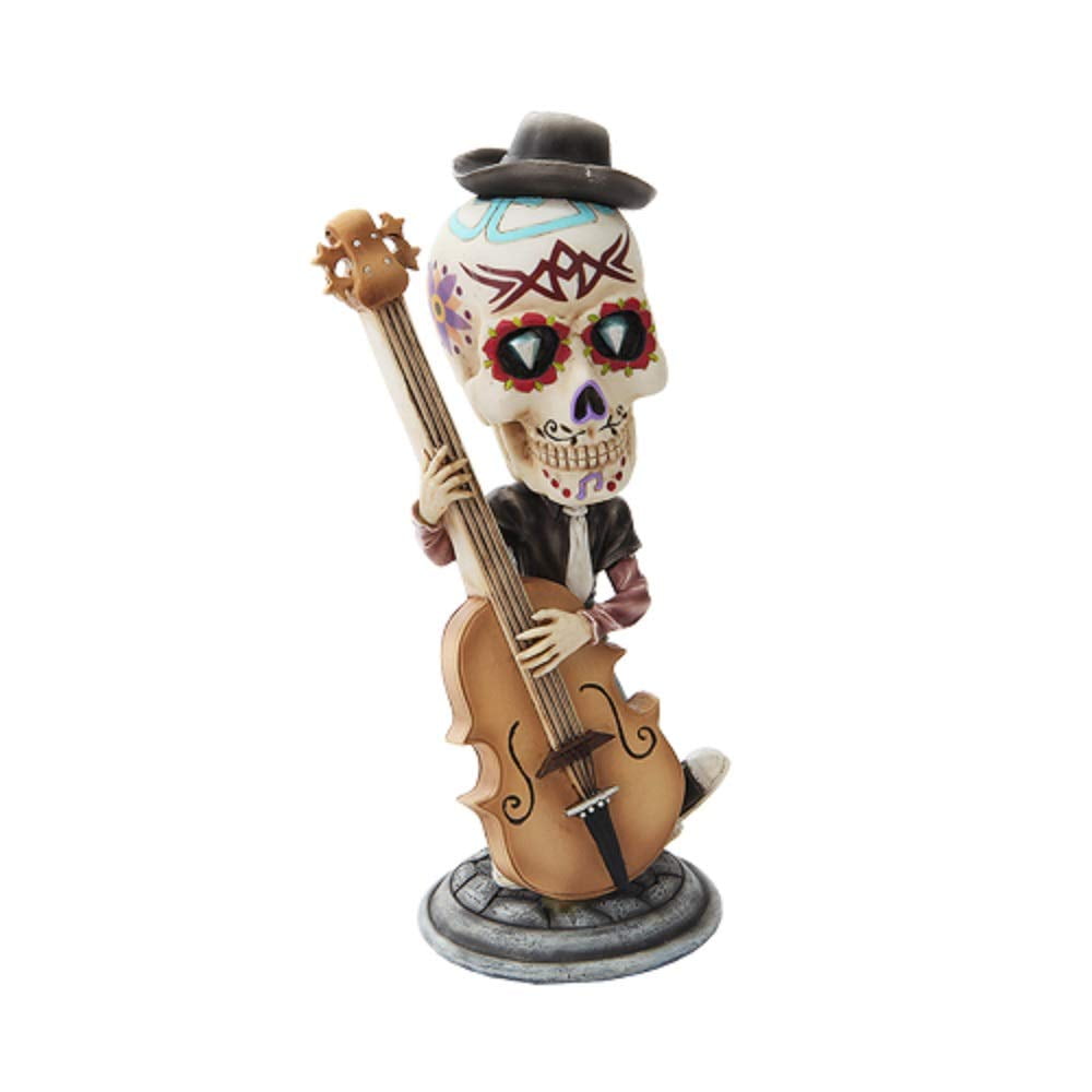 7 Inch Day of The Dead Bobblehead Bass Player Painted Figurine ...