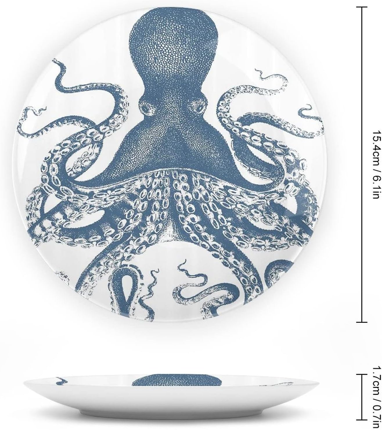 7 Inch Decorative Plate,Kraken Octopus Round Porcelain,Sea Creatures ...
