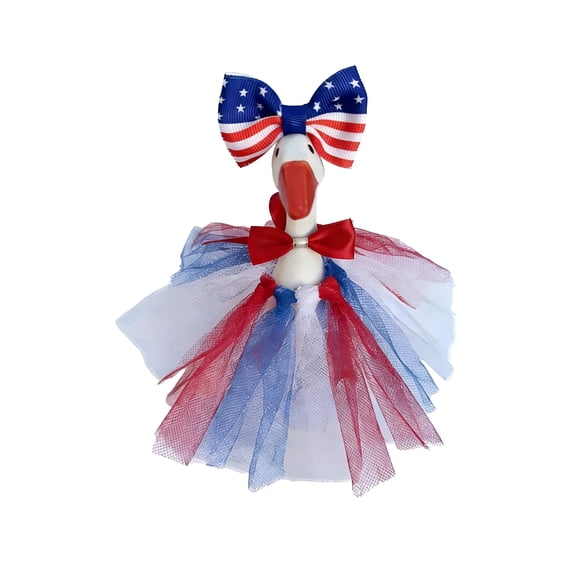7 Inch Desktop Goose Porch Ornament with Tulle Skirt and Bow Patriotic ...