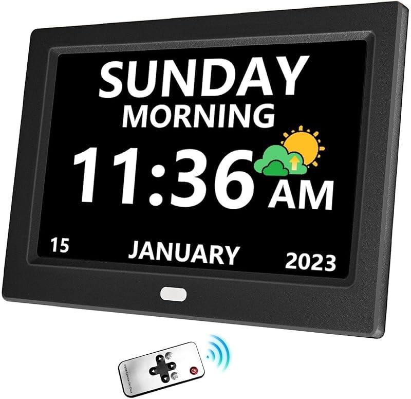 7 Inch Digital Clock with Day and Date for Elderly Alzheimer's Clock ...
