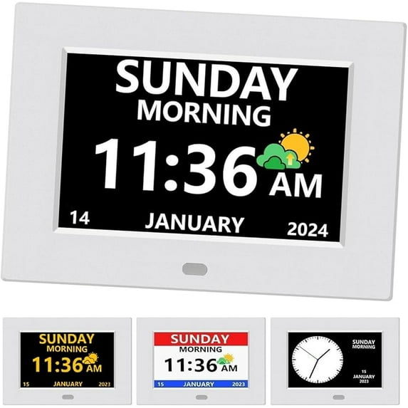 7 Inch Digital Clock with Day and Date for Elderly Alzheimer's Clock ...