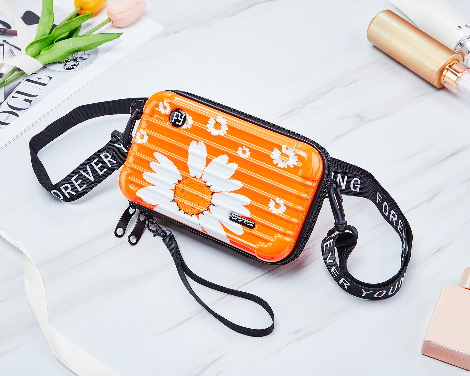 7 Inch Double Label Cosmetic Bag Custom Crossover Shoulder Bag Printed ...