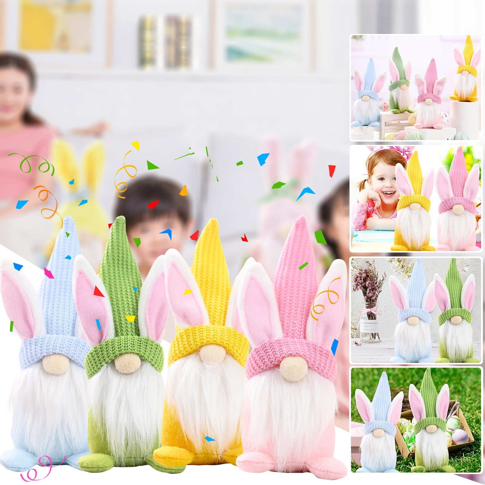 7 Inch Easter Gnomes, Easter Gnome Plush Decorations, Bunny Gnomes ...