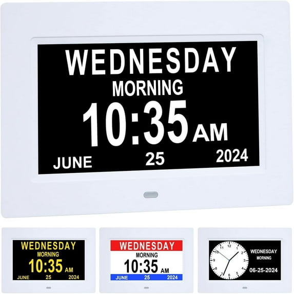 7 Inch Extra Large Day Date Time Digital Day Calendar Clocks with Auto ...