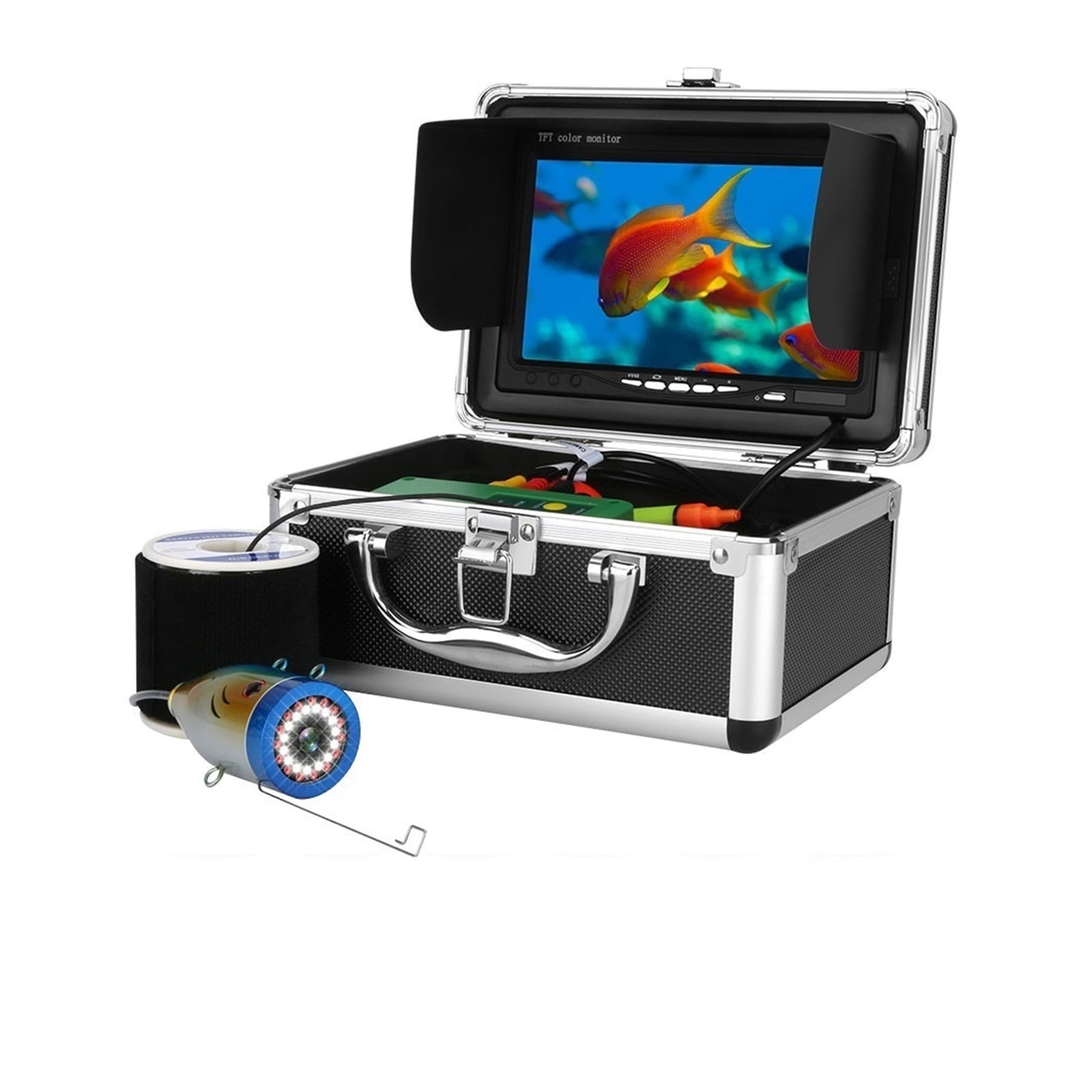 7 Inch Fishfinder Underwater Fishing Camera Double Lamp 30LEDs 15M 30M ...