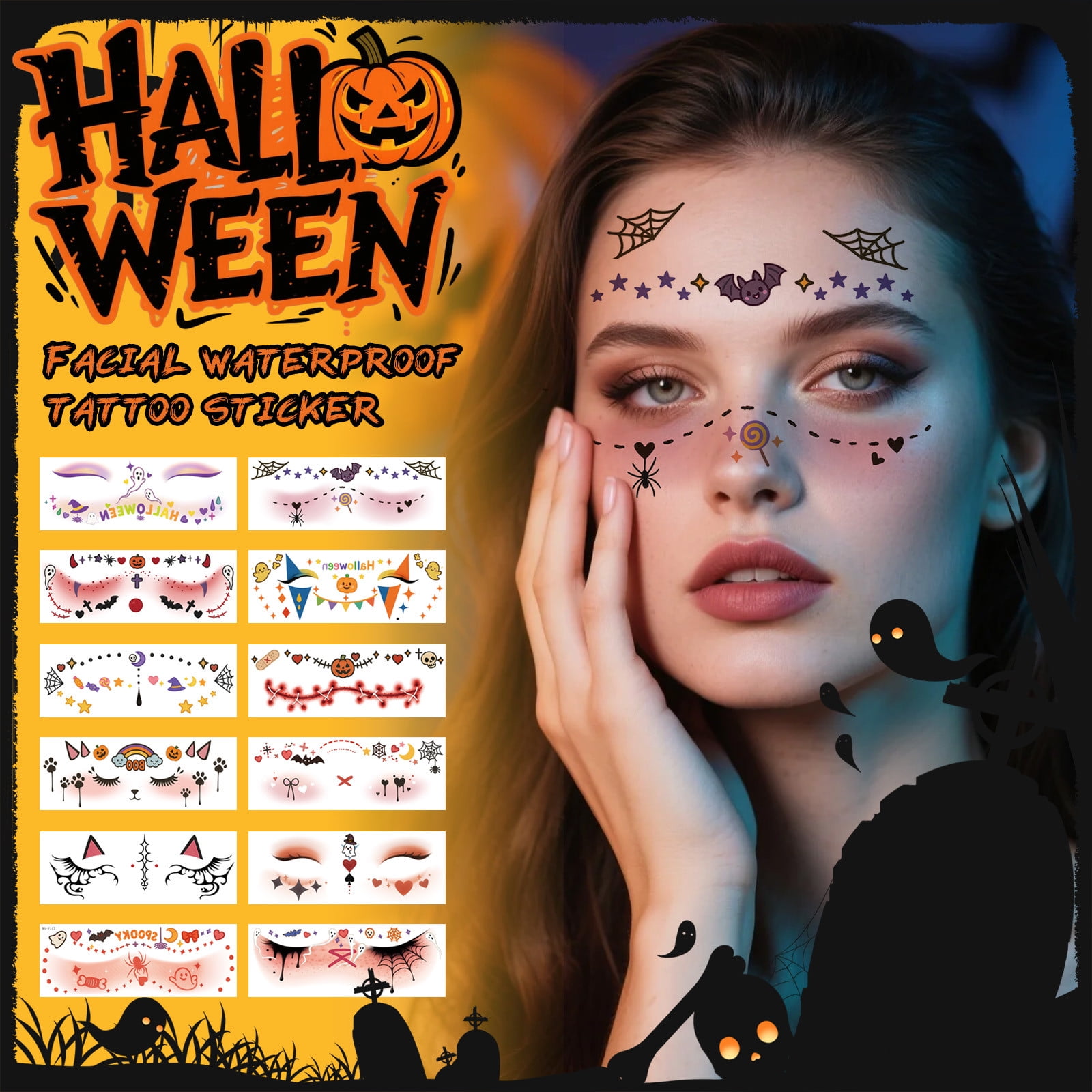 7 Inch Halloween Home Decorations Halloween Colorful Makeup Face ...