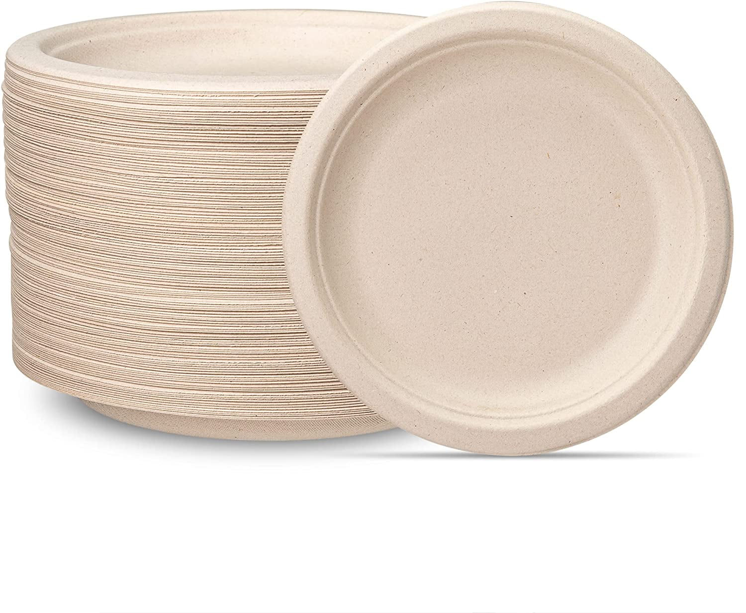 7 Inch Heavy-Duty Kraft Paper Plates - 125 Pack, 100% Compostable ...