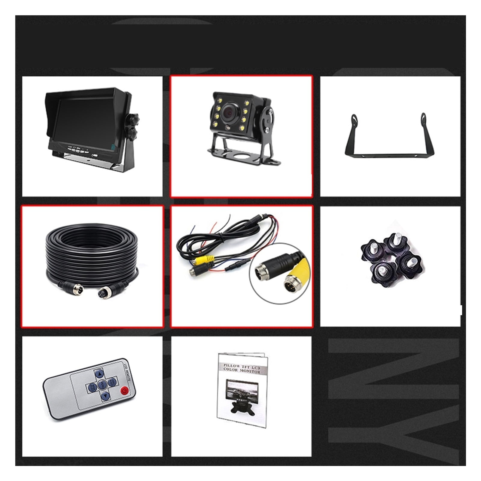 7 Inch IPS Screen HD AHD Sunshade Car Surveillance Monitor With 2 ...