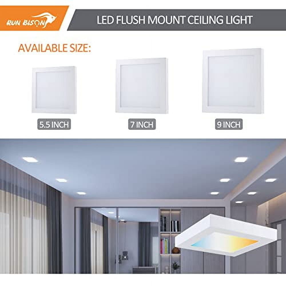 7 Inch LED Flush Mount Square Ceiling Light, Equivalent to 40W 2700K ...