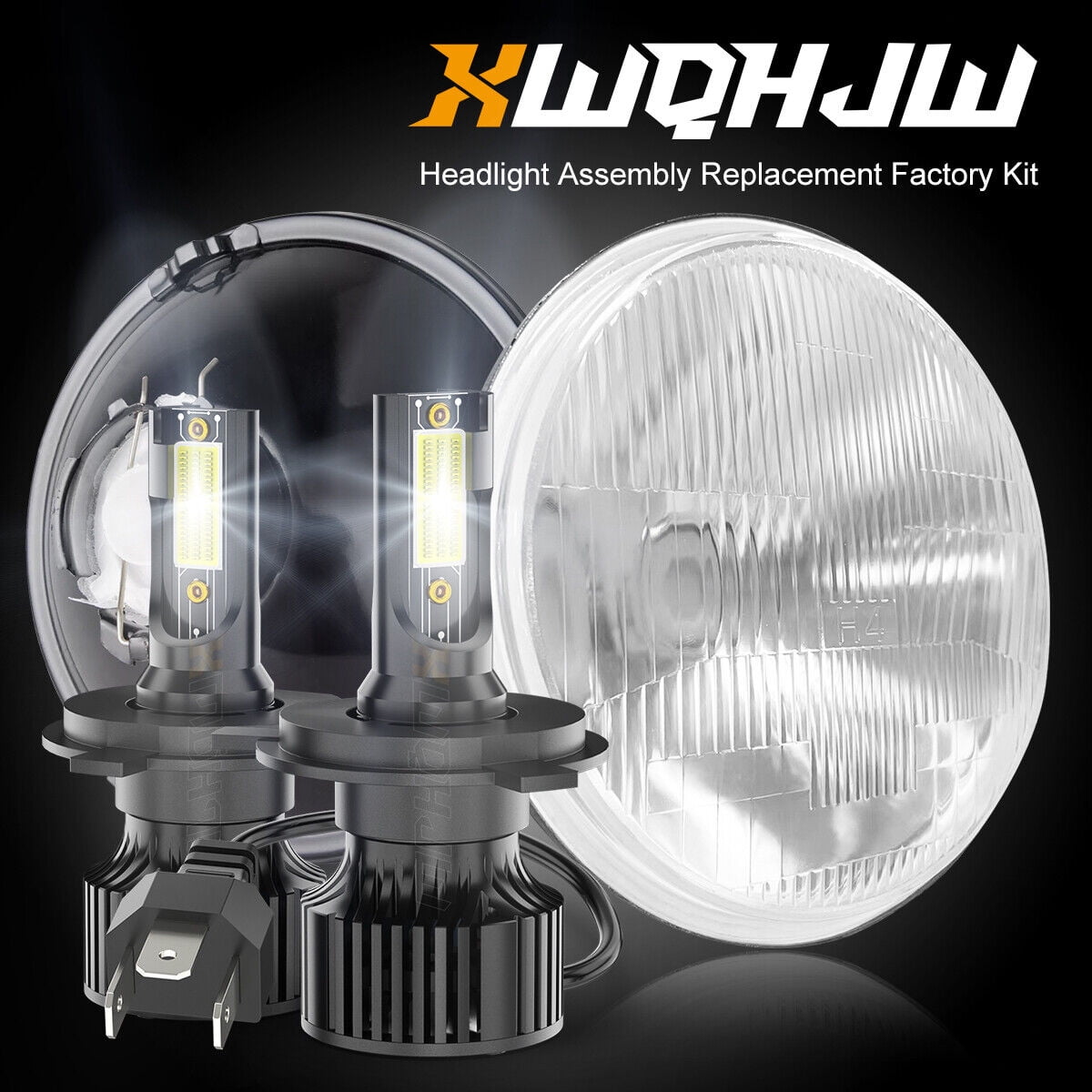 7 Inch LED GLASS Headlight Kit Round ORIGINAL CLASSIC LOOK conversion ...