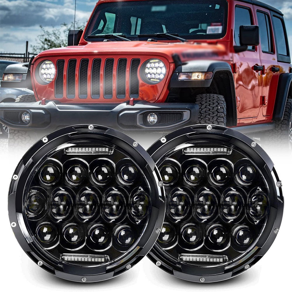 7 Inch LED Halo Headlights with Turn Signal Amber White DRL Compatible ...