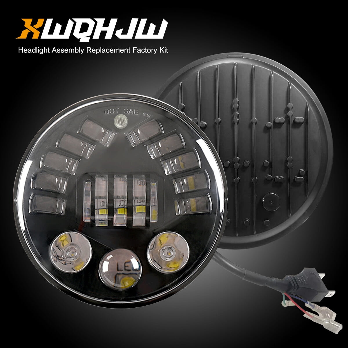 7 Inch LED Headlight Round, ORIGINAL CLASSIC LOOK Conversion Kit Chrome ...