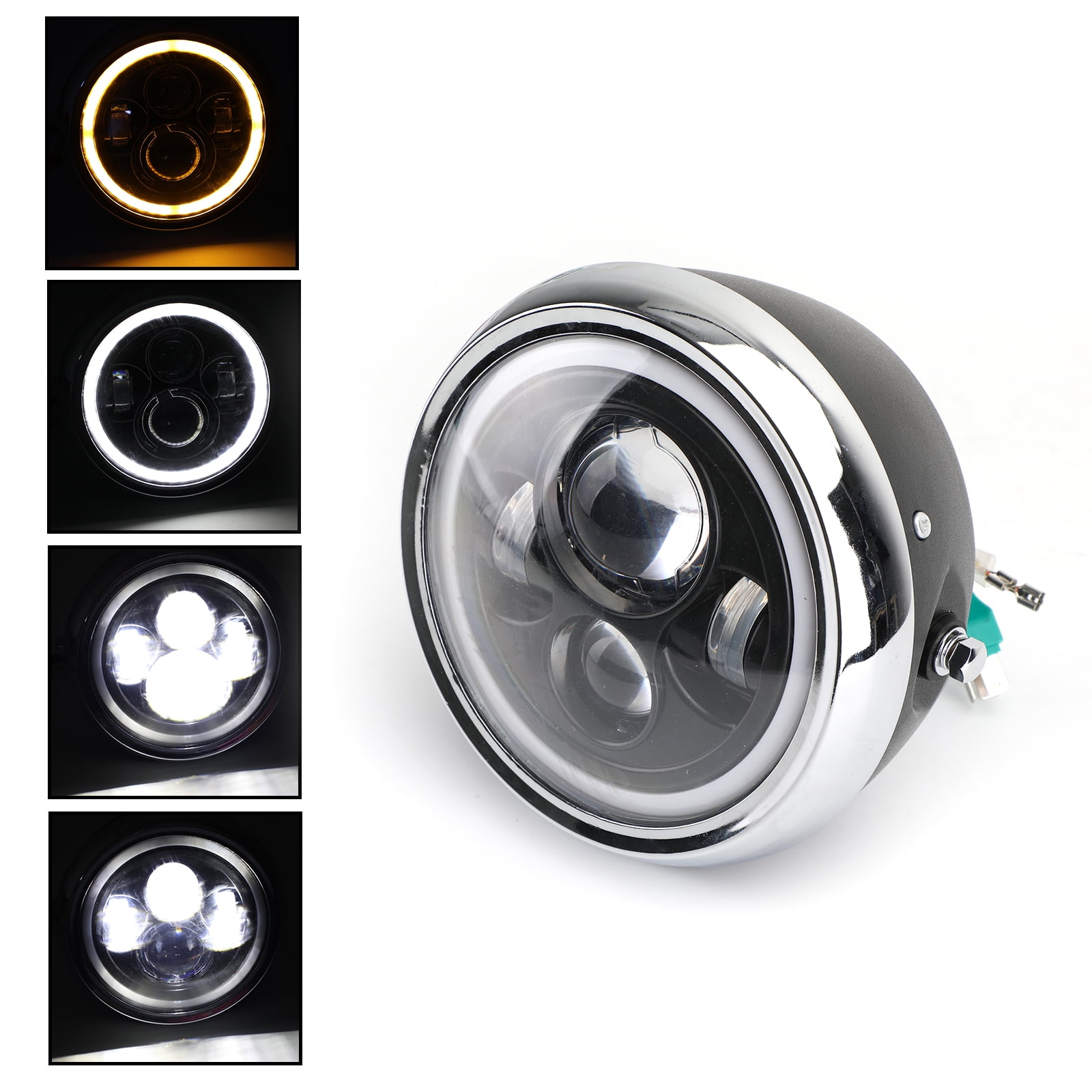 7 Inch LED Headlight for Motorcycle Dyna Cafe Racer Bobber Hi/Lo Turn ...