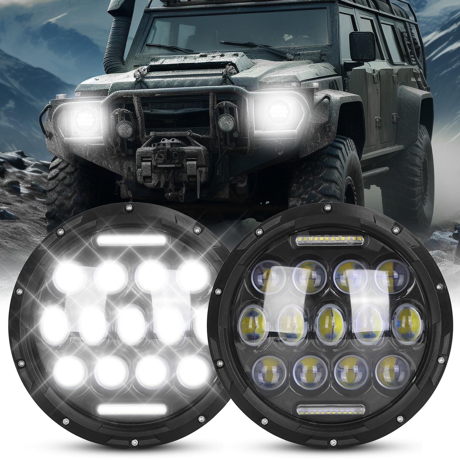 7 Inch LED Headlight, iMountek 2Pcs 3800LM Car Headlamp with DRL High ...