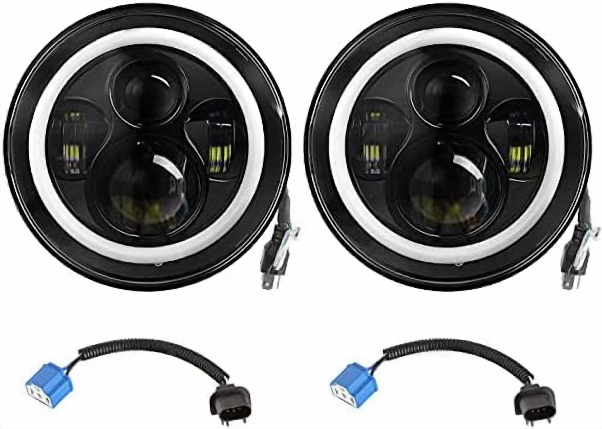 7 Inch LED Headlights with Halo, 2PCS 6000LM Round LED Headlamp for ...