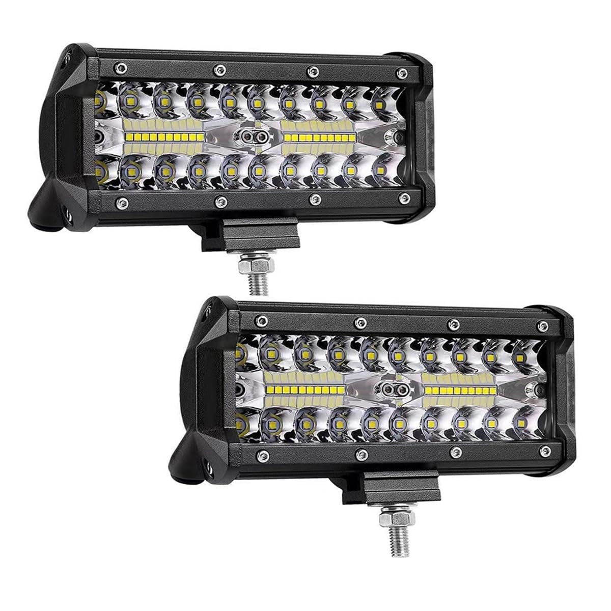 7 Inch LED Light Bar,240W 24000lm LED Pod Lights Triple Rows White Spot ...