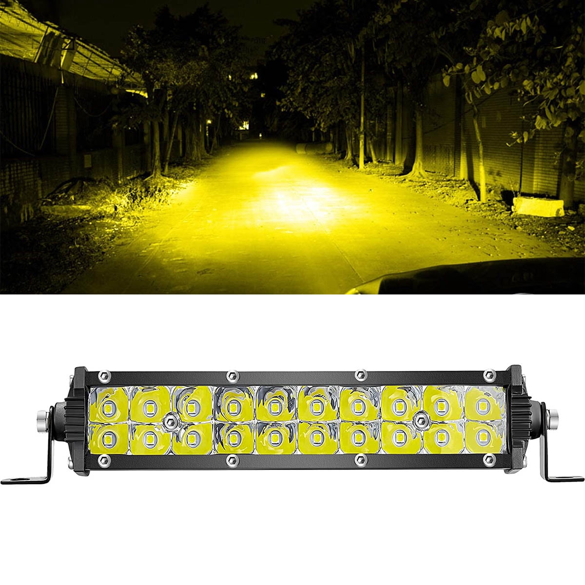 7 Inch LED Light Bar Slim,Car Off-Road Driving Fog Pods,20 LED Yellow ...