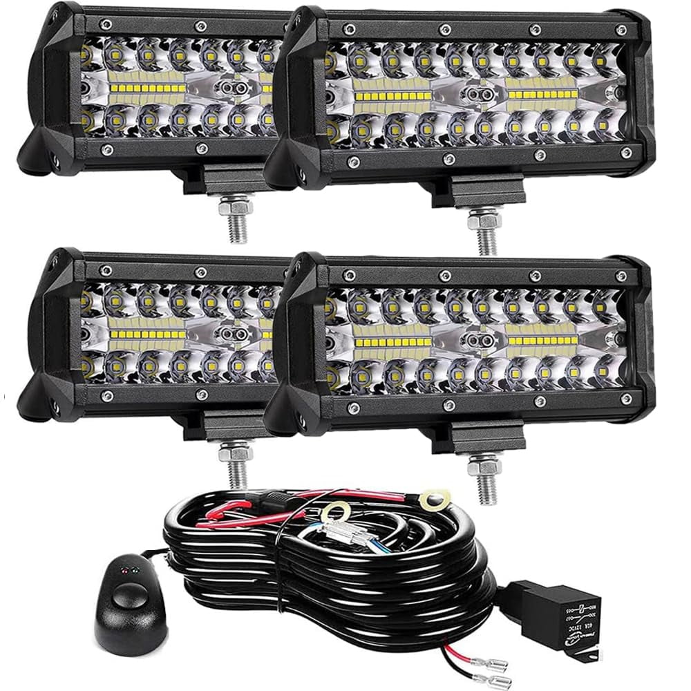 7 Inch LED Light MMF7 Bar,240W 24000lm LED Pod Lights with Wiring ...