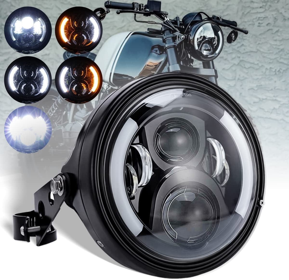 7 Inch LED Motorcycle Headlight Round with Housing Bucket Turn Signal ...