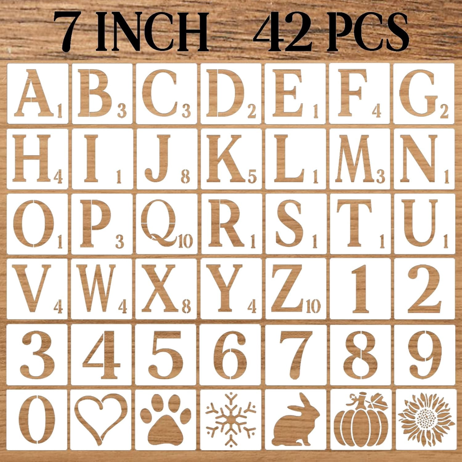 7 Inch Letter Stencils Numbers Craft Stencils, 42 Pcs Reusable Plastic ...