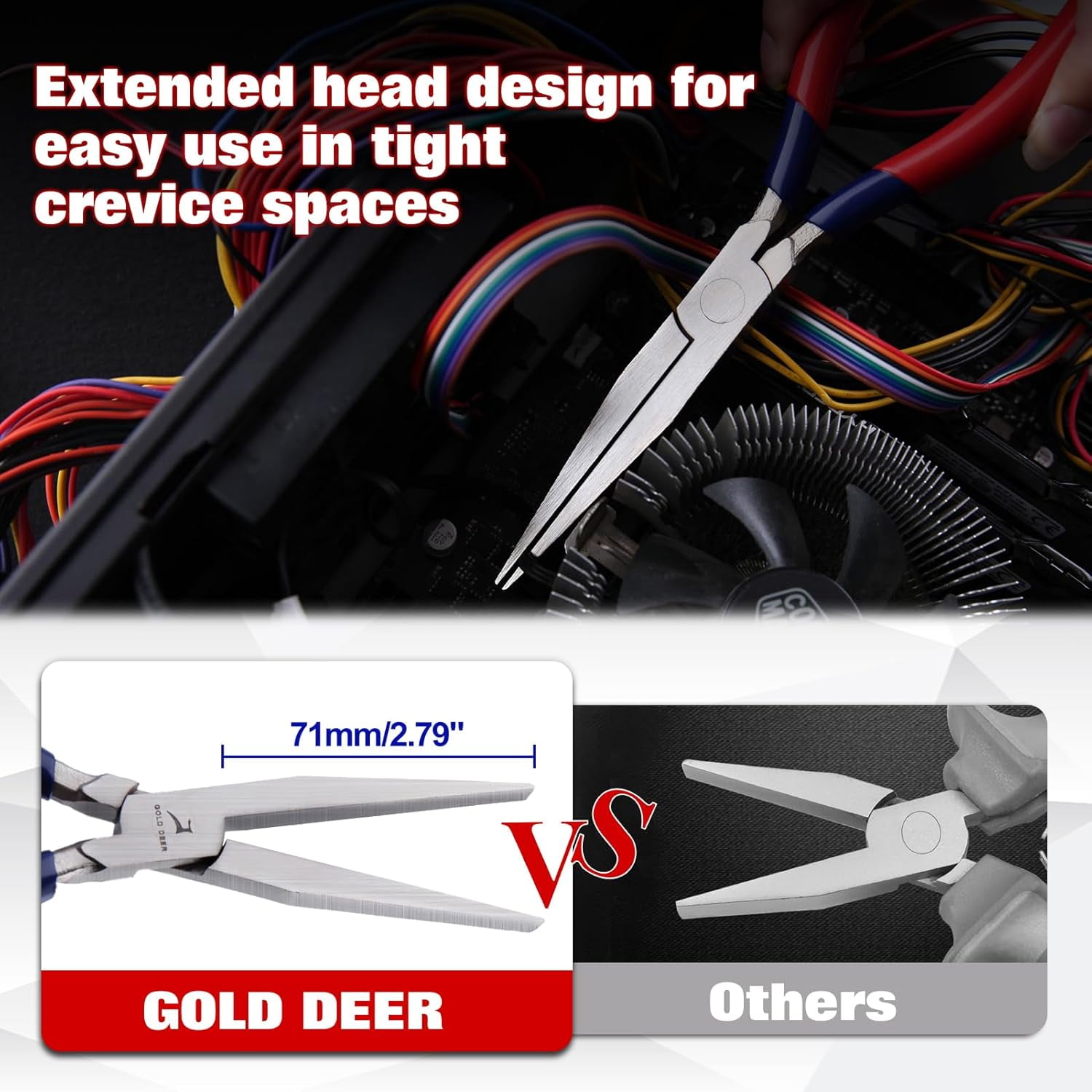 7 Inch Long Flat Nose Pliers Smooth Jaw Extended Head Duckbill Pliers ...